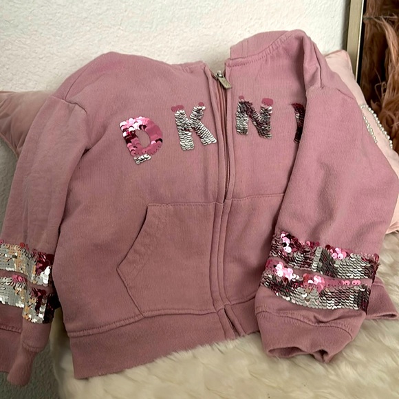 Dkny | Shirts & Tops | Dkny Hoodie Pink Sequins Toddler Girl 3t | Poshmark